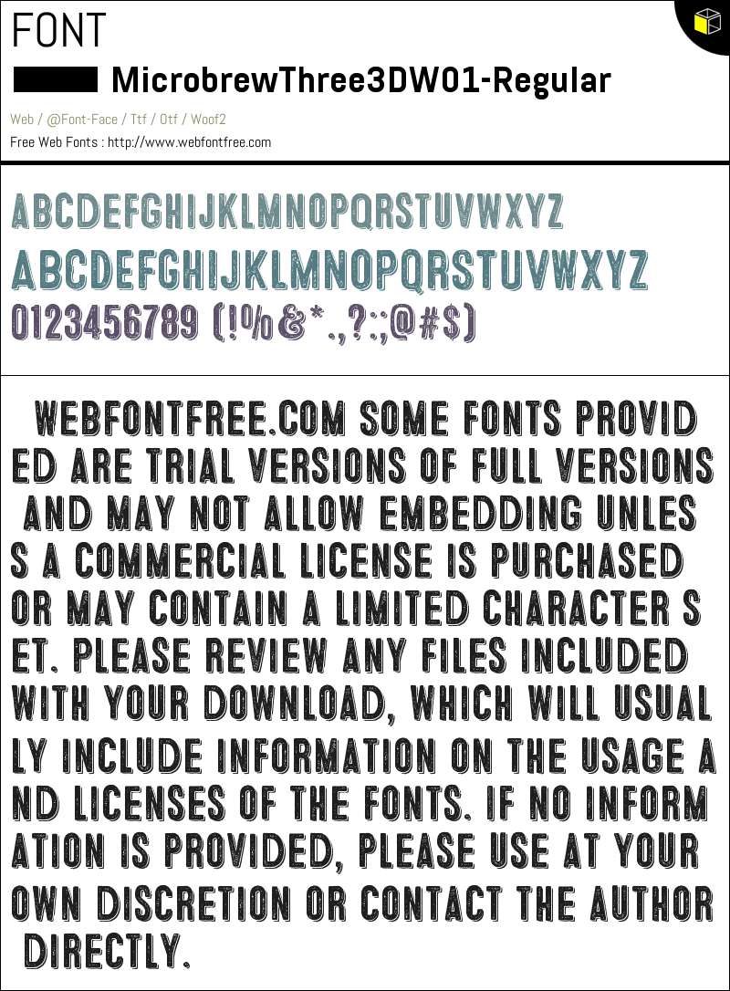 Microbrew Three 3D W01 Regular Fonts Downloads - WebFontFree.Com