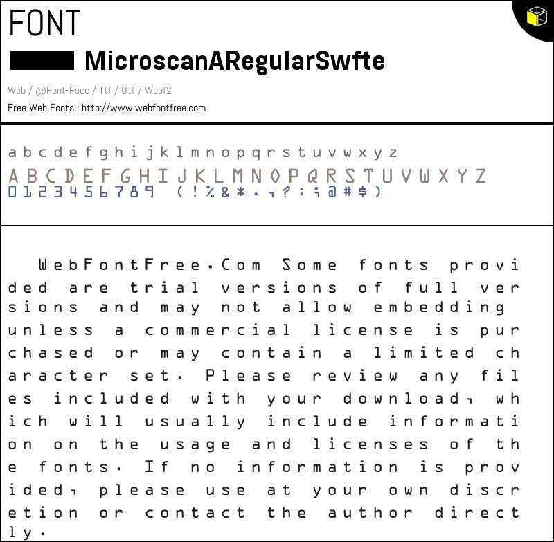 Microscan A Fonts Downloads - WebFontFree.Com