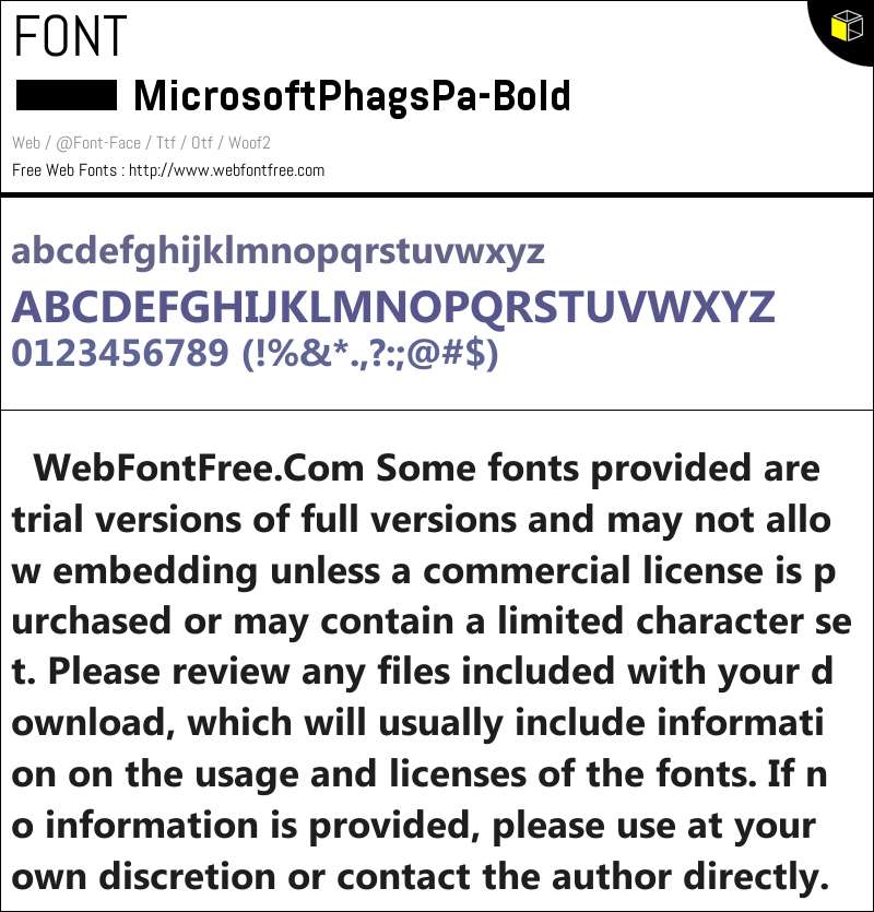 Microsoft PhagsPa Bold Fonts Downloads - WebFontFree.Com