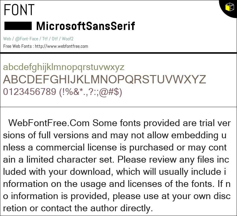Microsoft Sans Serif 字体 下载 - WebFontFree.Com