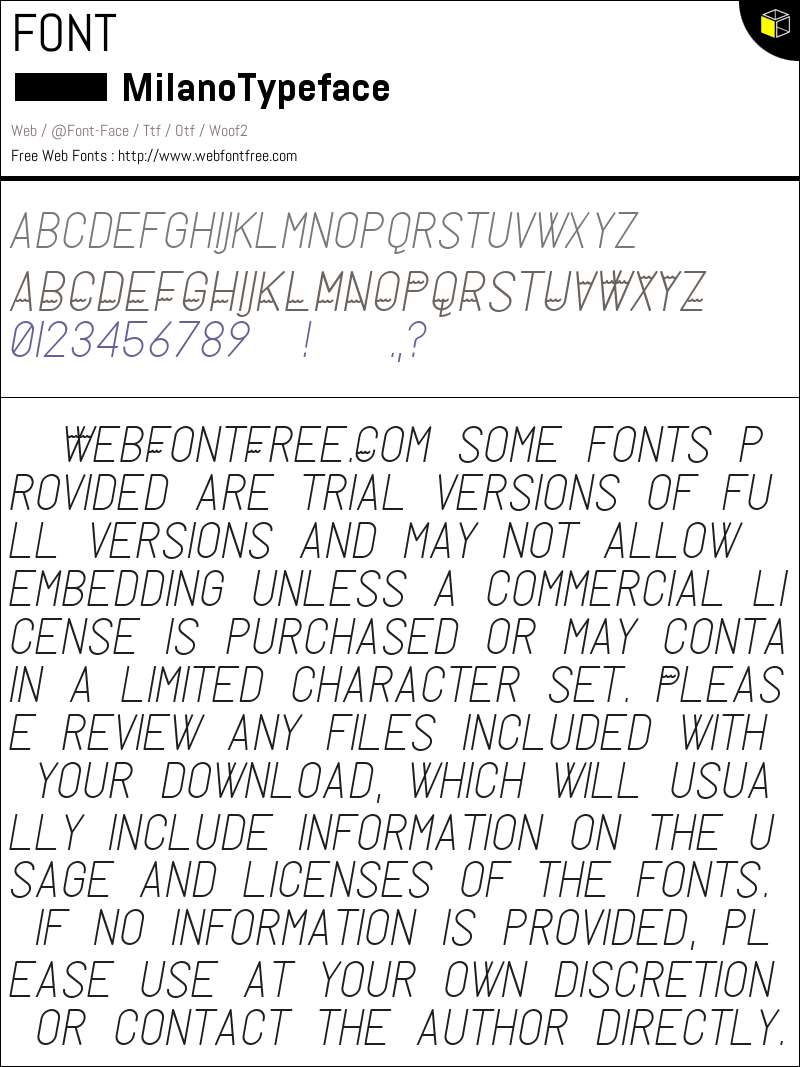 Milano Typeface Fonts Downloads - WebFontFree.Com