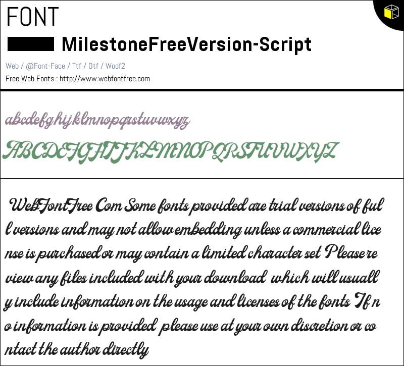 Milestone Free Version Script 字体 下载 - WebFontFree.Com