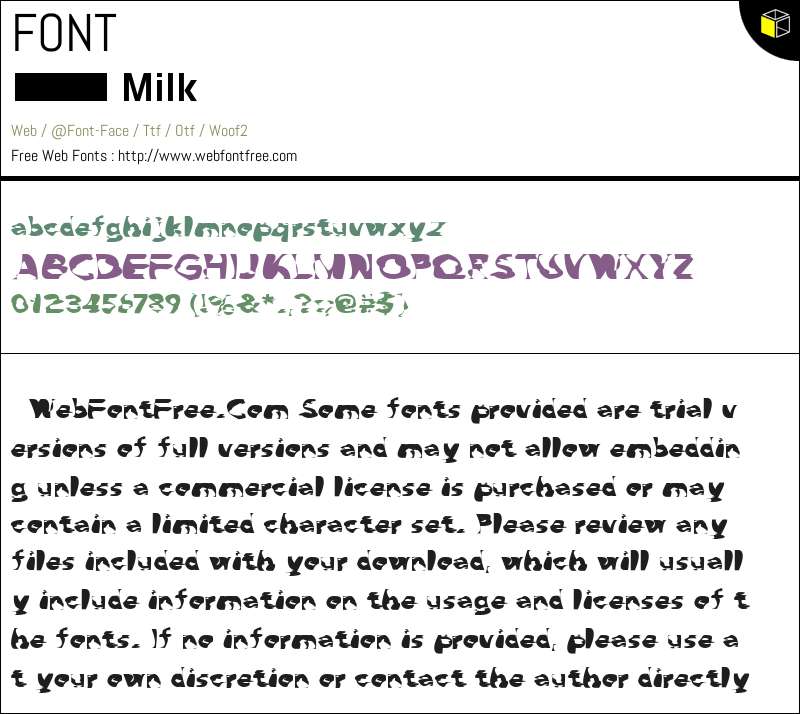 Milk Fonts Downloads - WebFontFree.Com