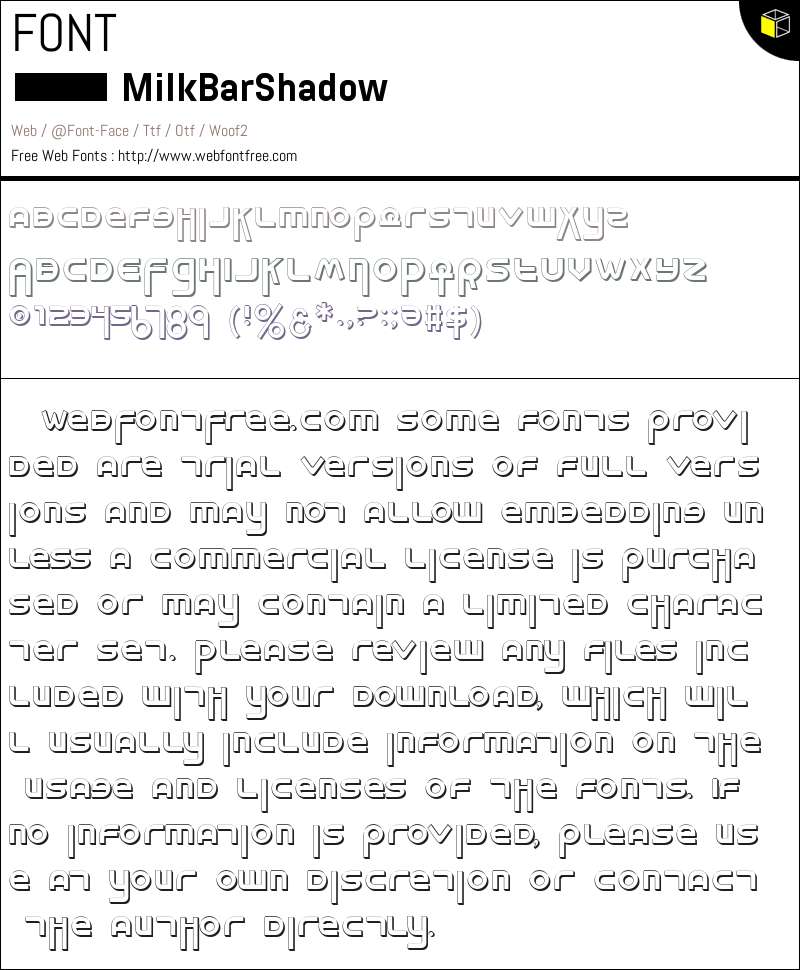 Milk Bar Shadow Fonts Downloads - WebFontFree.Com