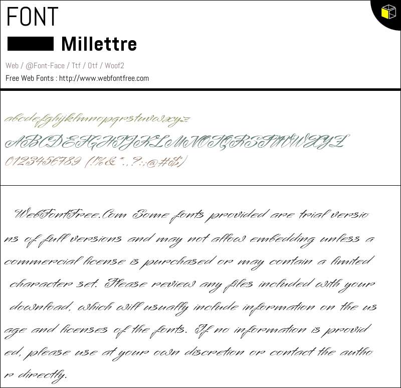 Millettre Fonts Downloads - WebFontFree.Com