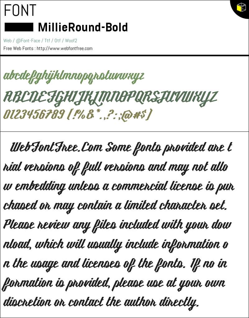 Millie Round Bold Fonts Downloads - WebFontFree.Com