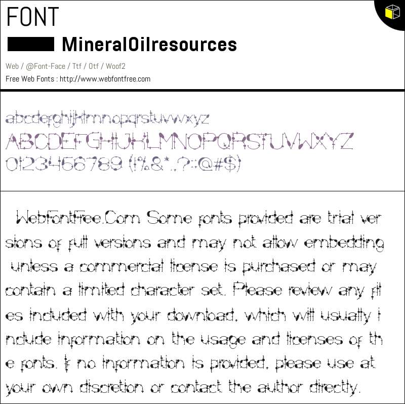 Mineral Oil resources Fonts Downloads - WebFontFree.Com