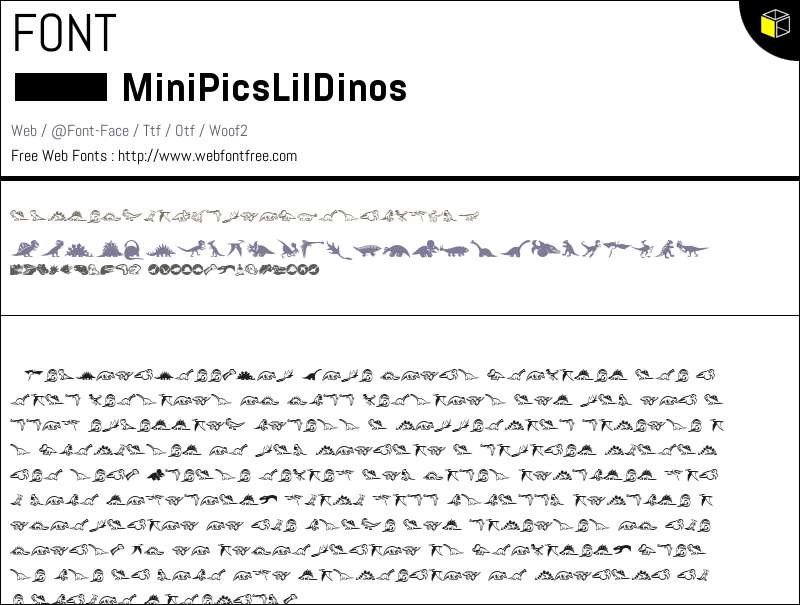 Mini Pics Lil Dinos Fonts Downloads - WebFontFree.Com
