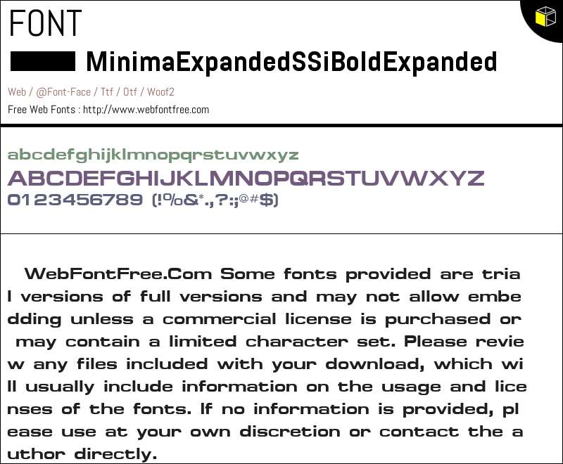 Minima Expanded SSi Bold Expanded Fonts Downloads - WebFontFree.Com