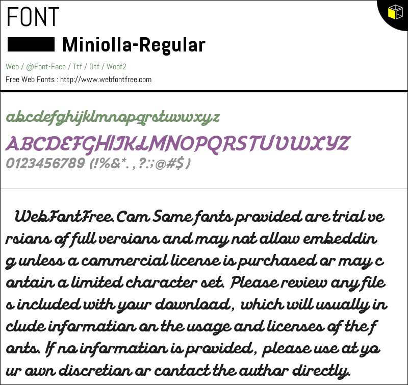 Miniolla Regular Fonts Downloads - WebFontFree.Com