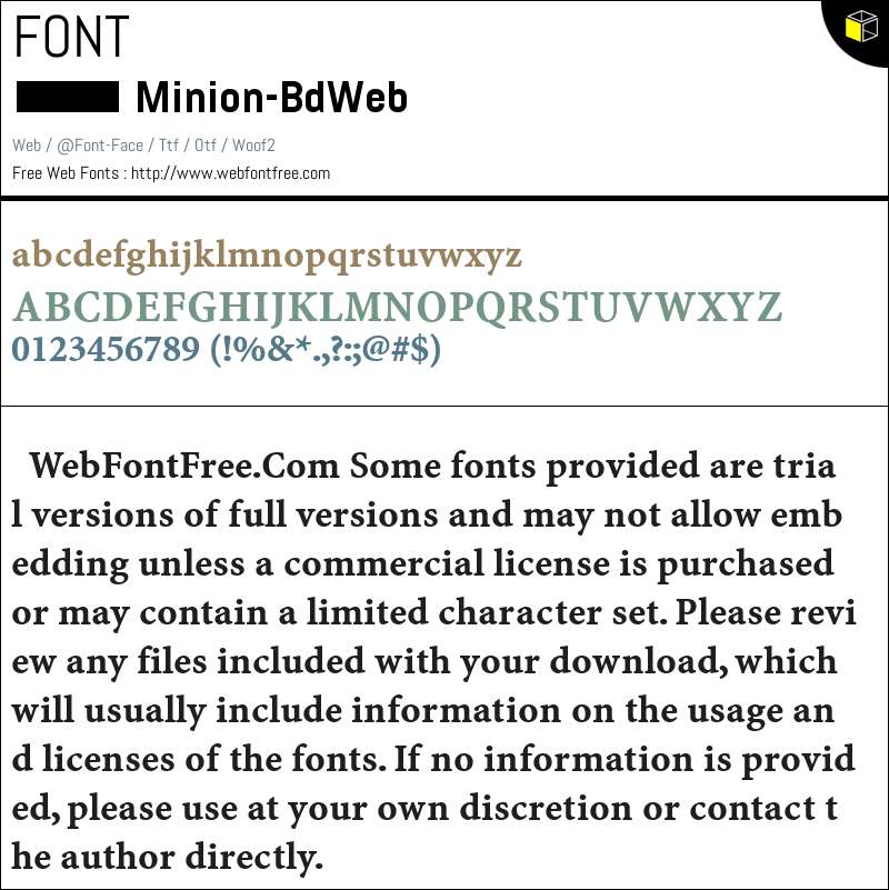 Minion Web Bold Fonts Downloads - WebFontFree.Com