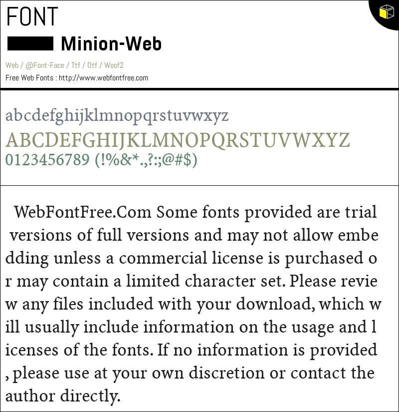 Minion Web 字体 下载 - WebFontFree.Com