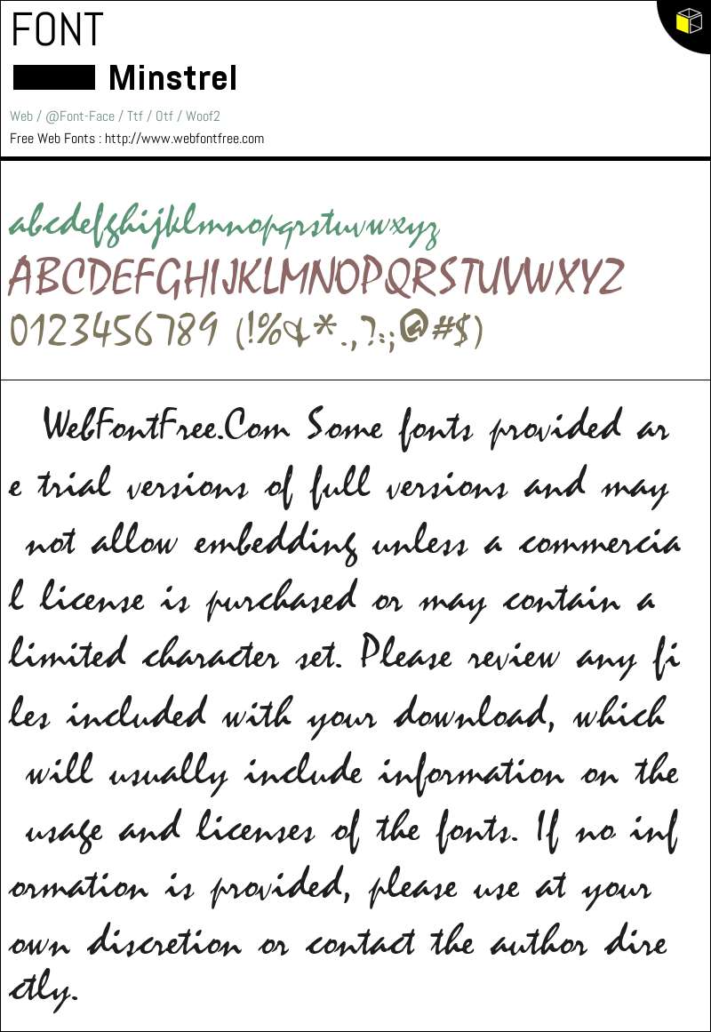 Minstrel Regular Fonts Downloads - WebFontFree.Com