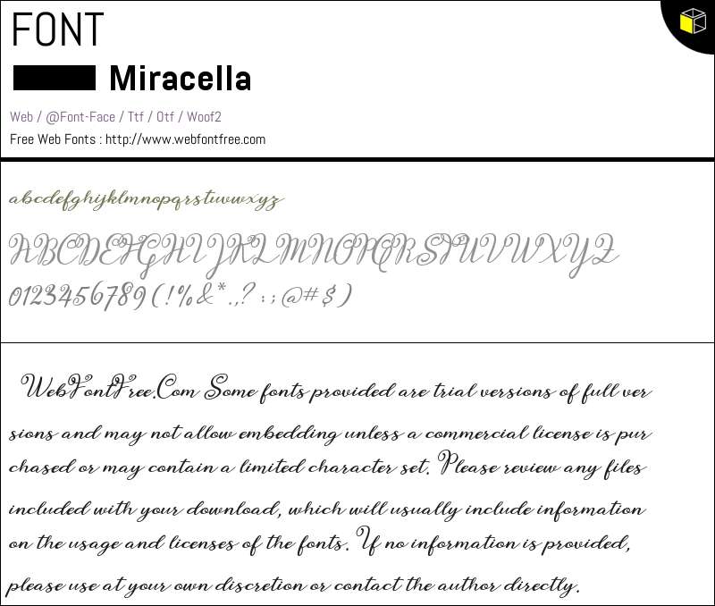 Miracella Fonts Downloads - WebFontFree.Com