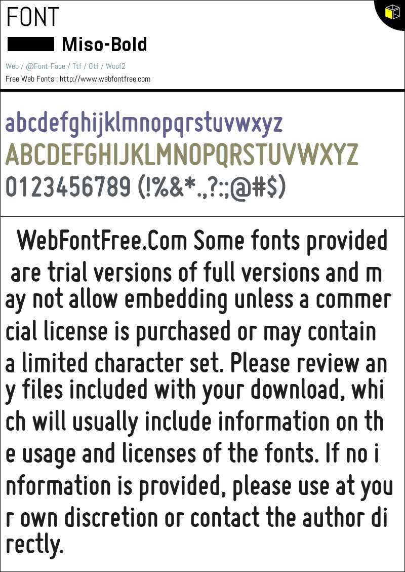 Miso Bold Fonts Downloads - WebFontFree.Com