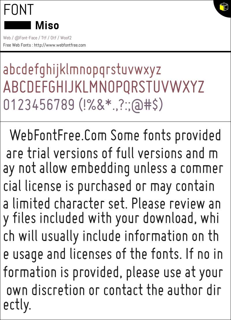Miso Fonts Downloads - WebFontFree.Com