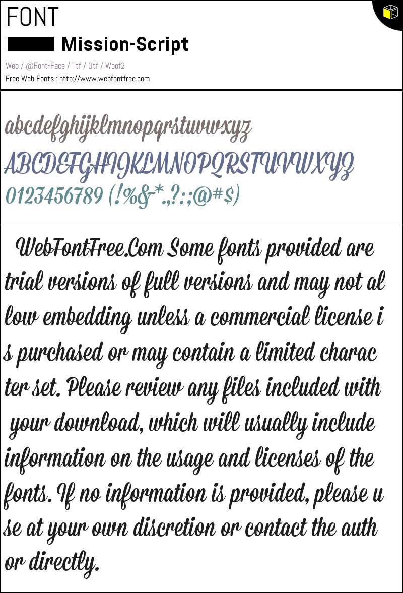 Mission-Script Fonts Downloads - WebFontFree.Com