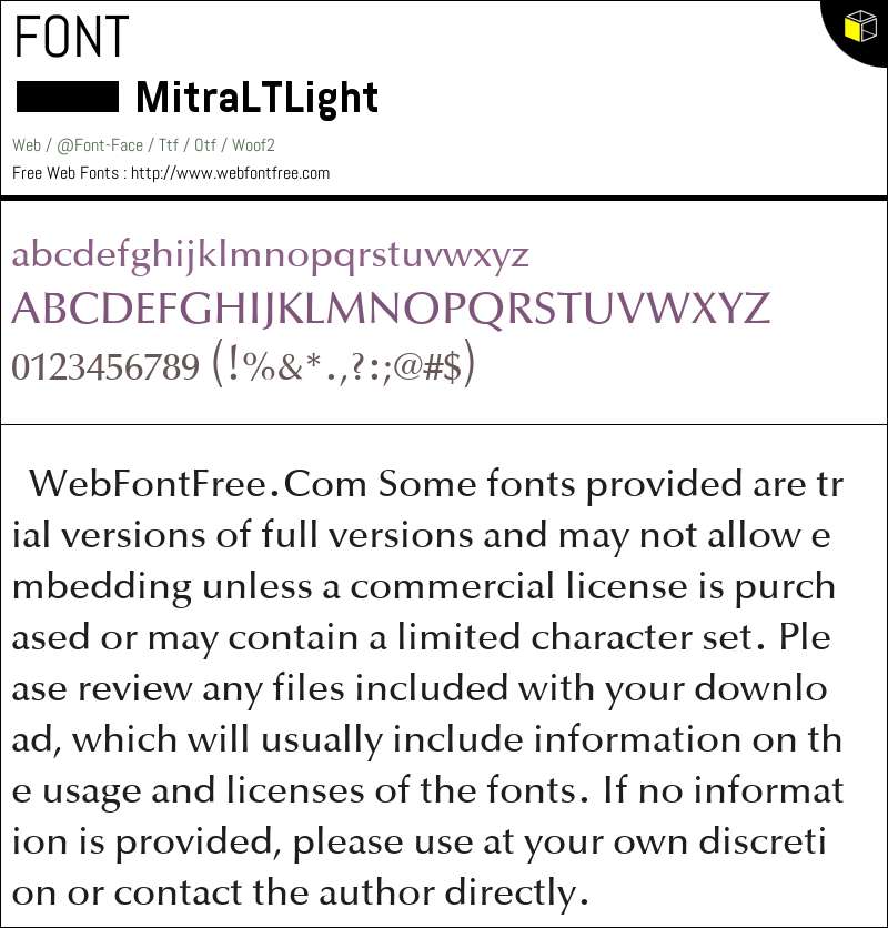 Mitra LT Light Fonts Downloads - WebFontFree.Com