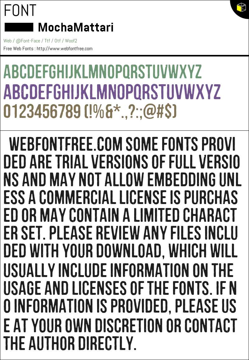 MochaMattari Fonts Downloads - WebFontFree.Com
