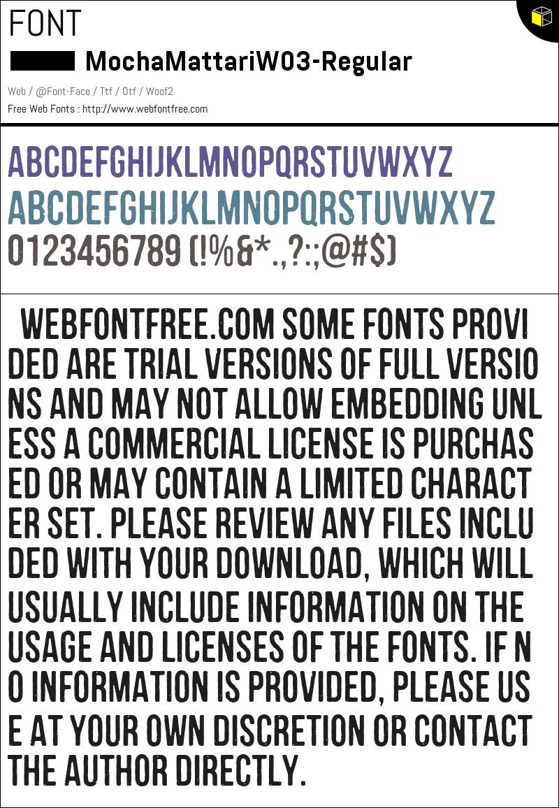 Mocha Mattari W03 Regular Fonts Downloads - WebFontFree.Com
