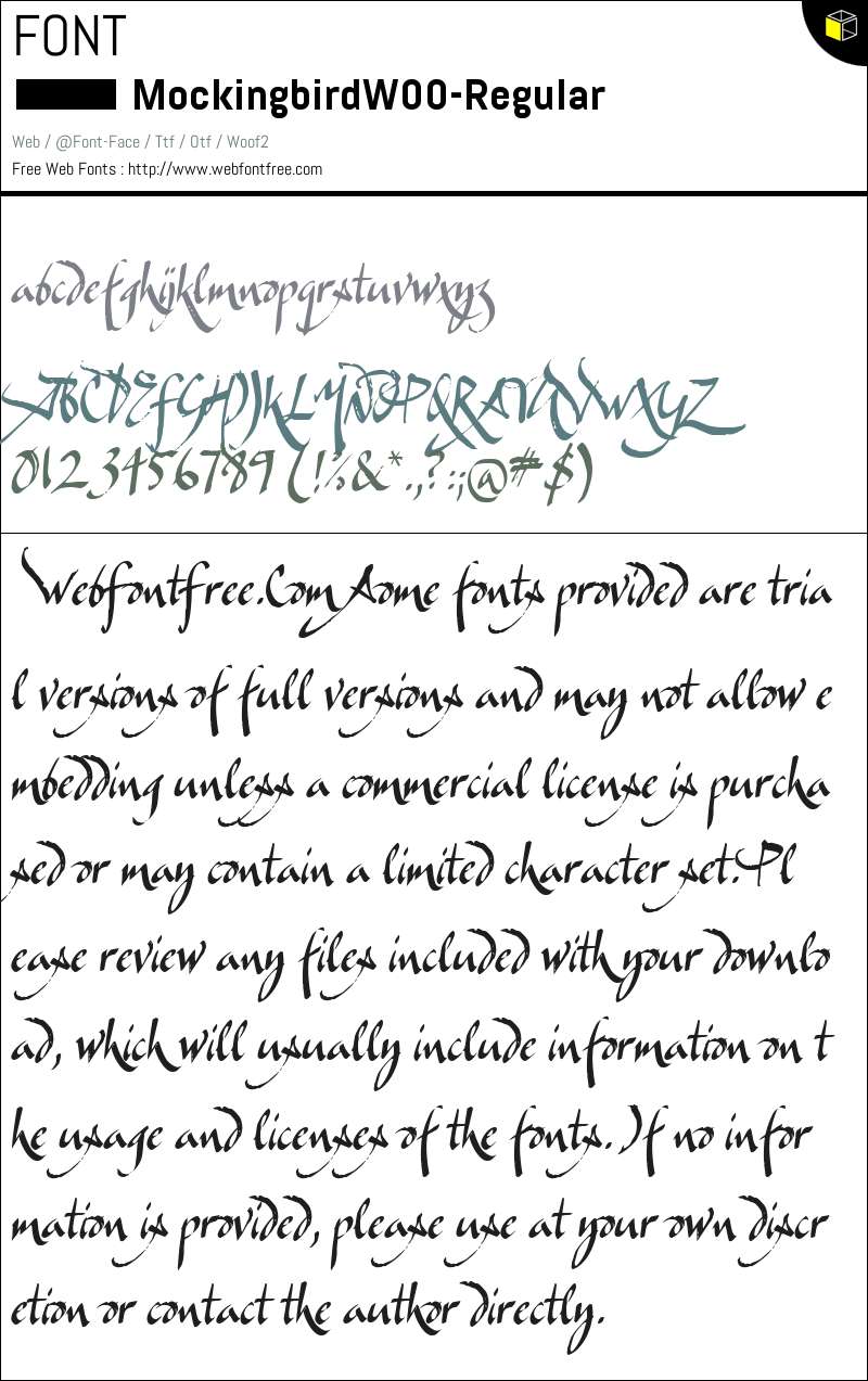Mockingbird W00 Regular Fonts Downloads - WebFontFree.Com