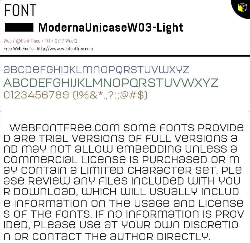 ModernaUnicase W03 Light Fonts Downloads - WebFontFree.Com