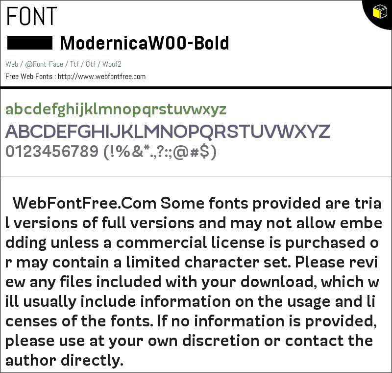 Modernica W00 Bold Fonts Downloads - WebFontFree.Com
