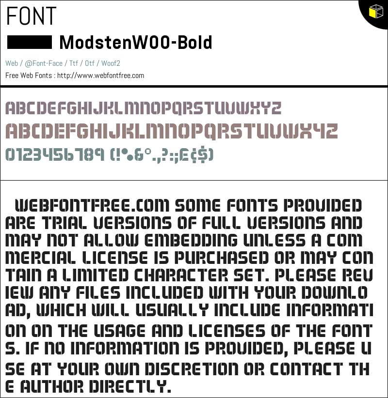 Modsten W00 Bold Fonts Downloads - WebFontFree.Com