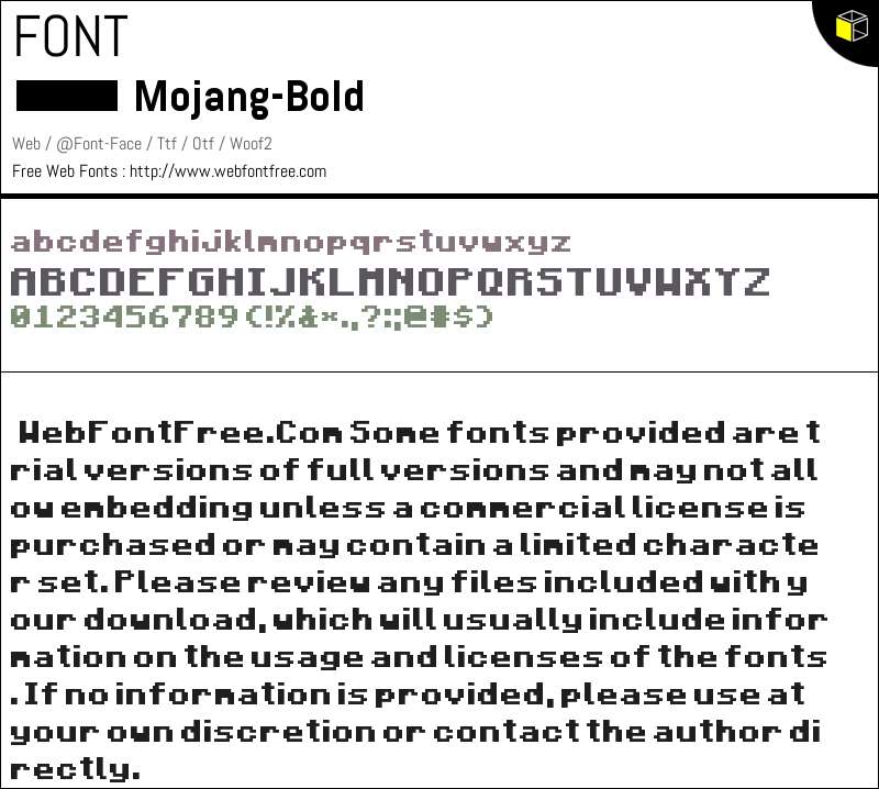 Mojang Bold Regular Fonts Downloads - WebFontFree.Com