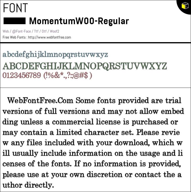 Momentum W00 Regular Fonts Downloads - WebFontFree.Com
