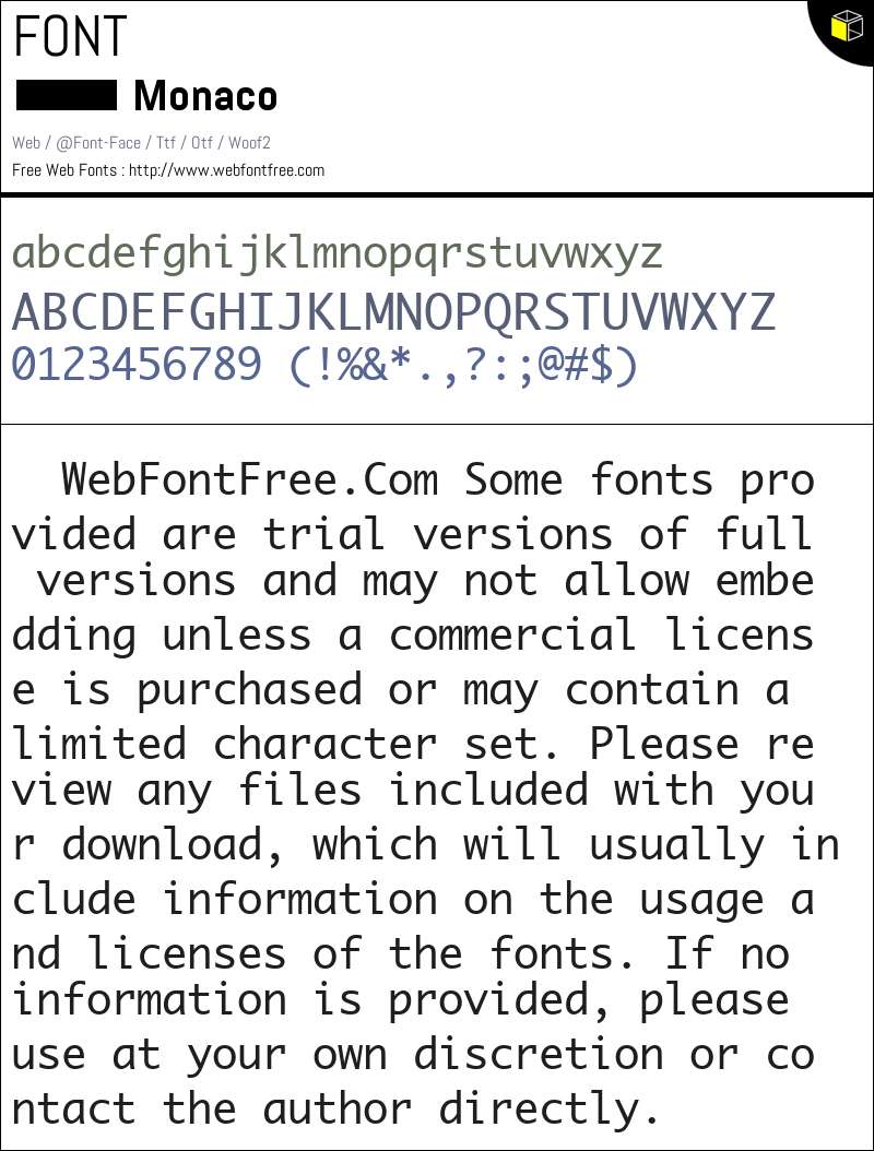Monaco 字体 下载 - WebFontFree.Com