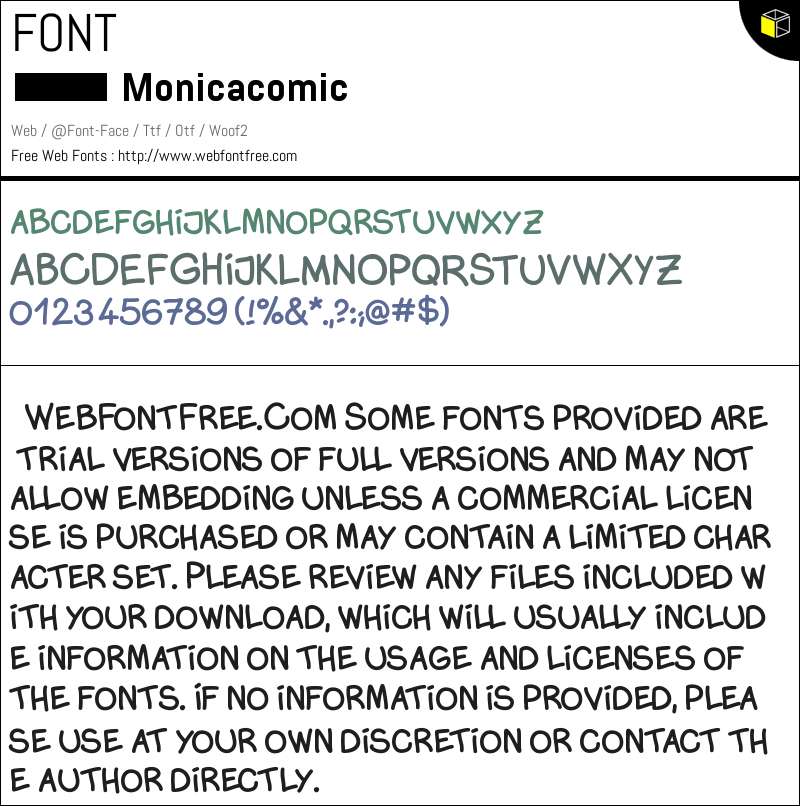 Monicacomic Fonts Downloads - WebFontFree.Com