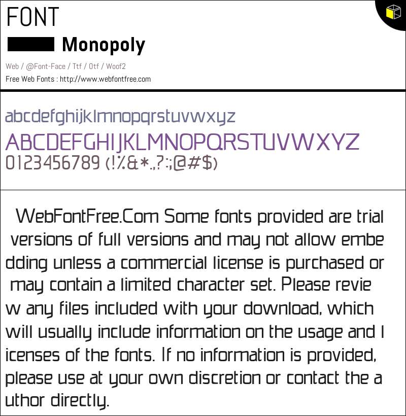 Monopoly Fonts Downloads - WebFontFree.Com