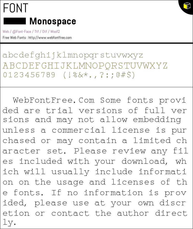 Monospace Regular 字体 下载 - WebFontFree.Com