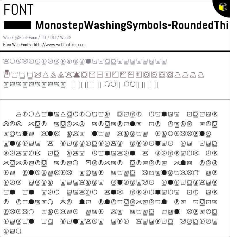 Monostep Washing Symbols Rounded Thin Fonts Downloads - WebFontFree.Com