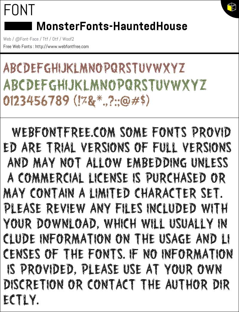 MonsterFonts-HauntedHouse Fonts Downloads - WebFontFree.Com