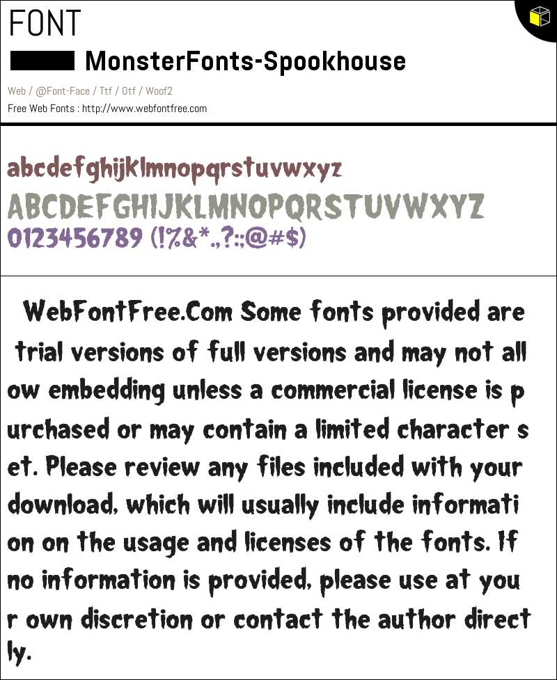 MonsterFonts-Spookhouse Fonts Downloads - WebFontFree.Com