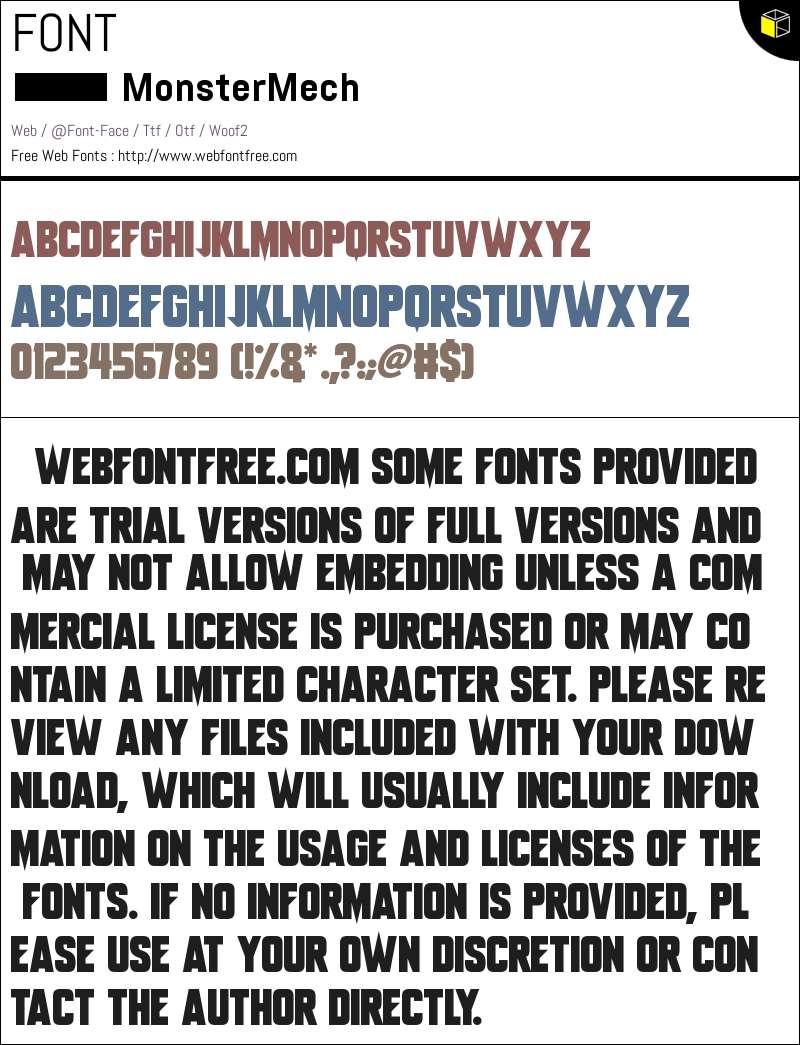 Monster Mech Fonts Downloads - WebFontFree.Com