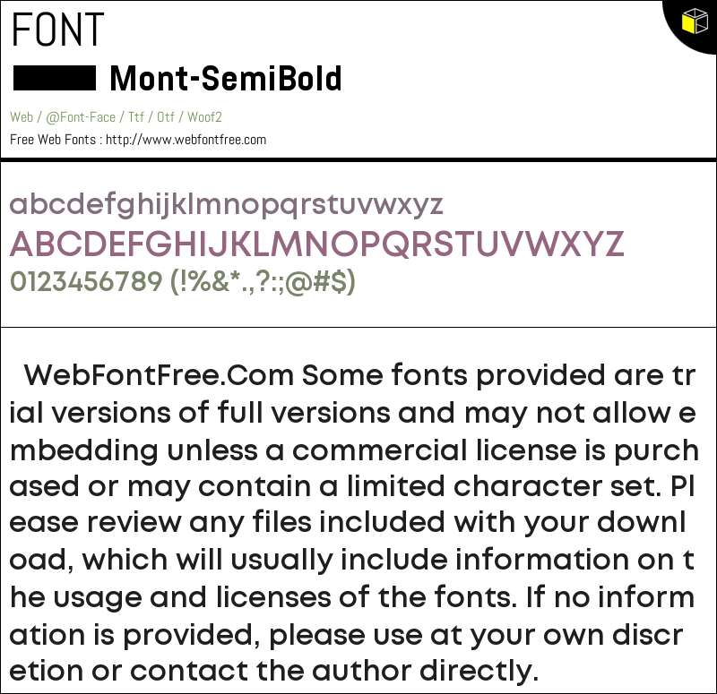 Mont SemiBold 字体 下载 - WebFontFree.Com