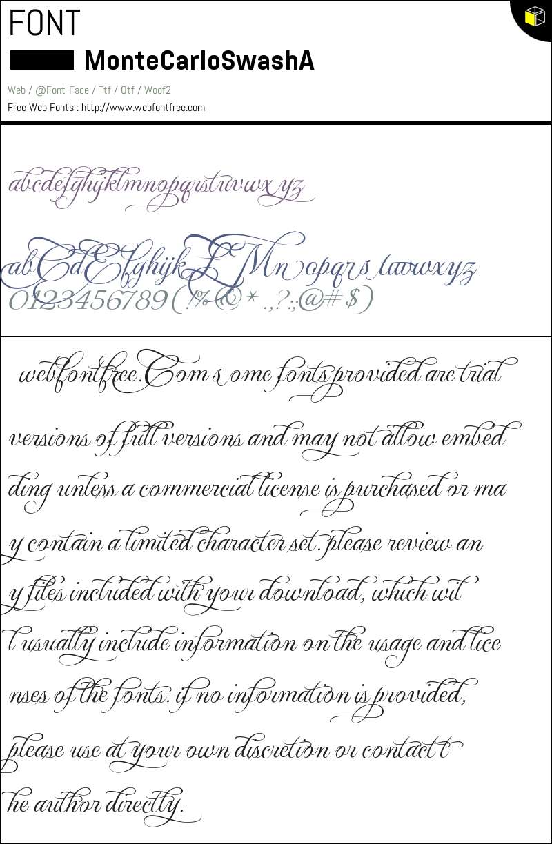 MonteCarloSwashA Fonts Downloads - WebFontFree.Com