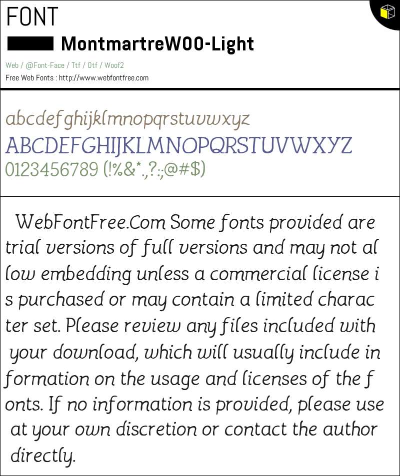 Montmartre W00 Light Fonts Downloads - WebFontFree.Com