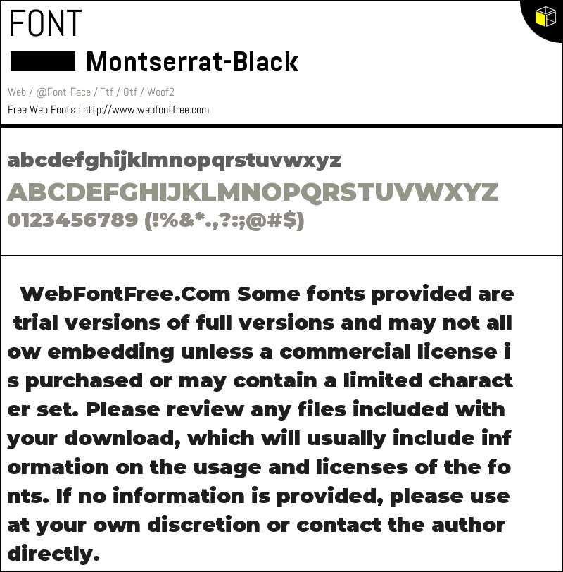 Montserrat Black Fonts Downloads - WebFontFree.Com