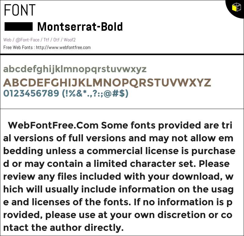 Montserrat-Bold 字体 下载 - WebFontFree.Com