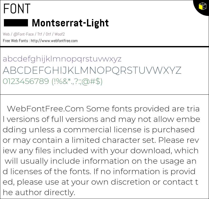 Montserrat Light 字体 下载 - WebFontFree.Com