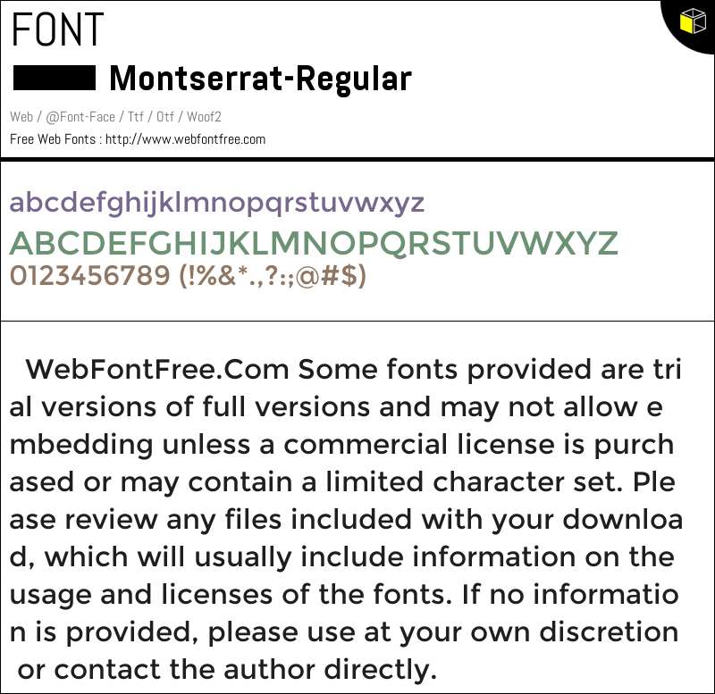 Montserrat-Regular Fonts Downloads - WebFontFree.Com