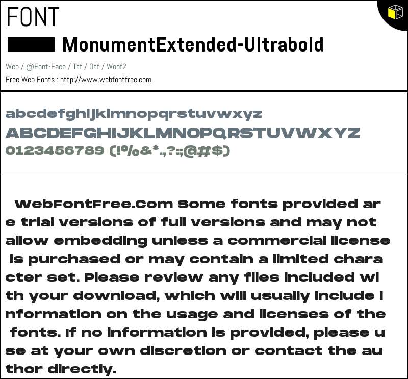 Monument Extended Ultrabold 字体 下载 - WebFontFree.Com