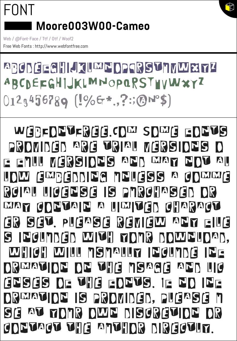 Moore003 W00 Cameo Fonts Downloads - WebFontFree.Com