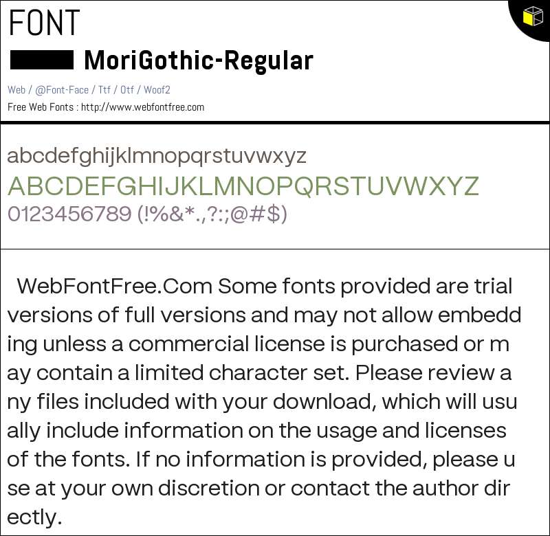 Mori Gothic Regular Fonts Downloads - WebFontFree.Com