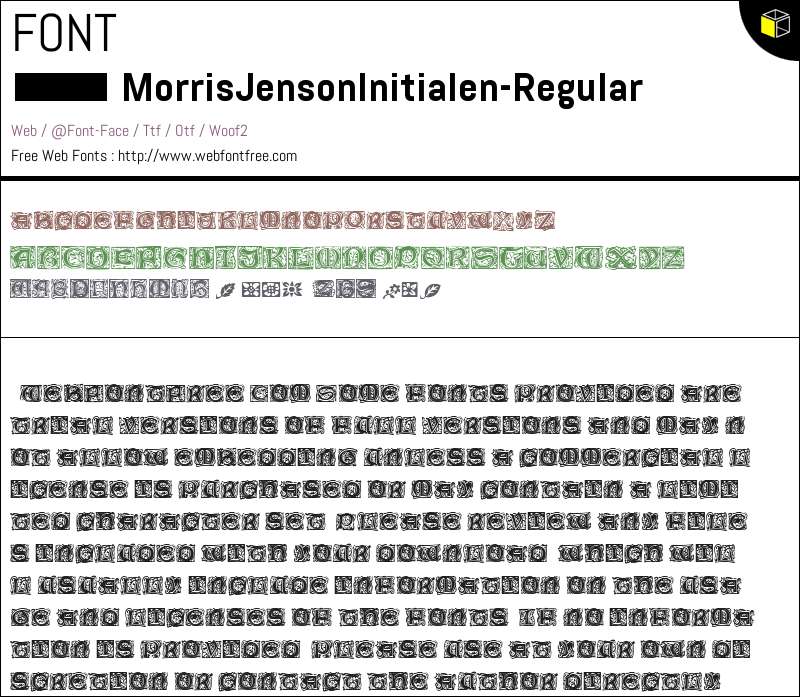 Morris Jenson Initialen Regular Fonts Downloads - WebFontFree.Com