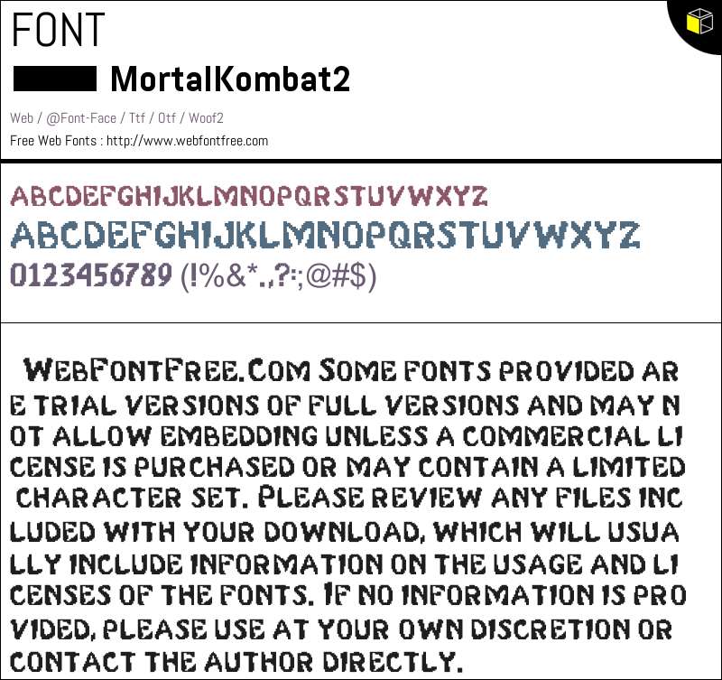 Mortal Kombat 2 Fonts Downloads - WebFontFree.Com